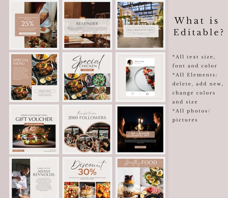 Restaurant Social Media Posts, Restaurant Instagram Stories, Canva ...