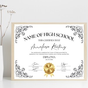 High School Diploma Template, General Equivalency Diploma, Customizable ...