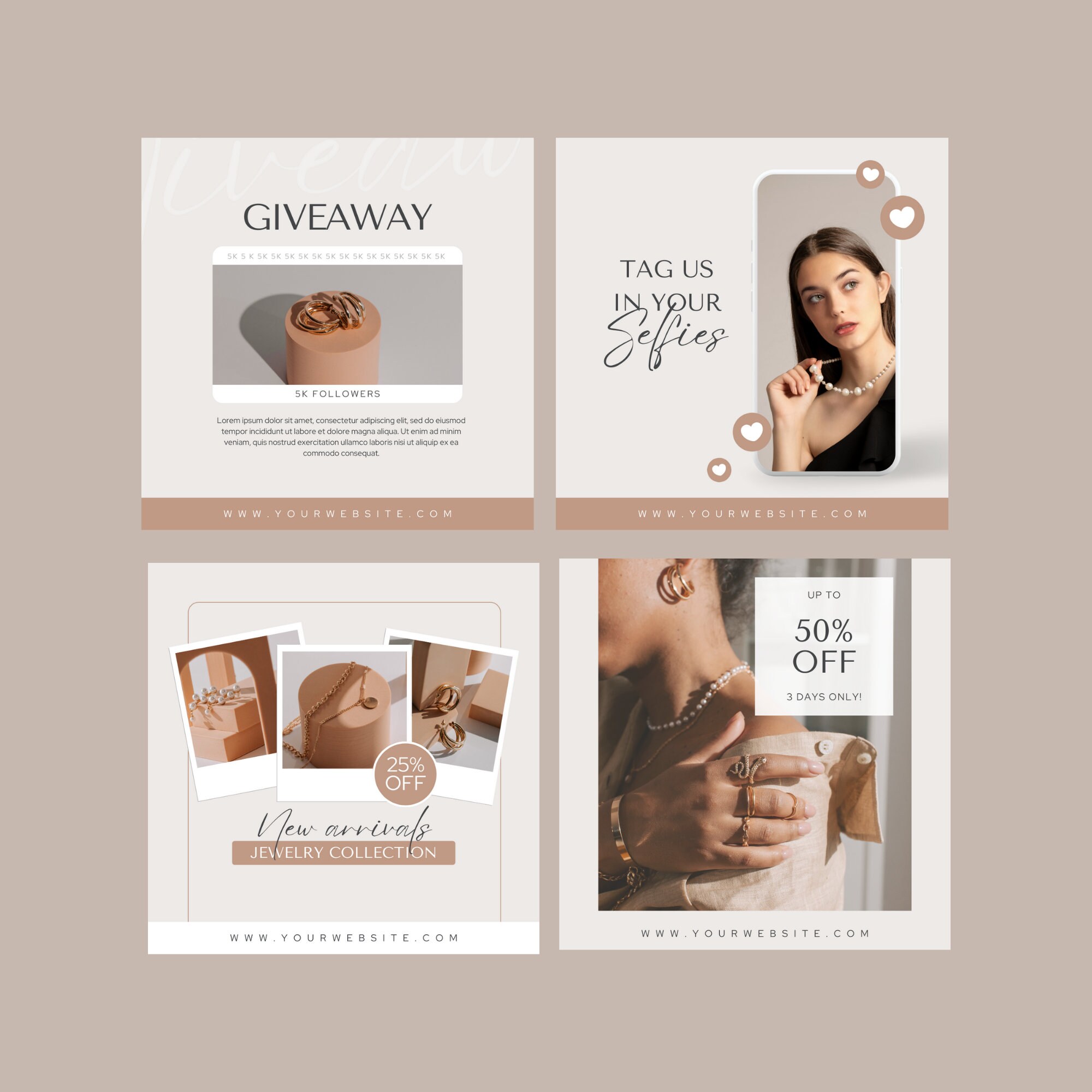 Jewelry Instagram Posts Template Jewelry Social Media - Etsy