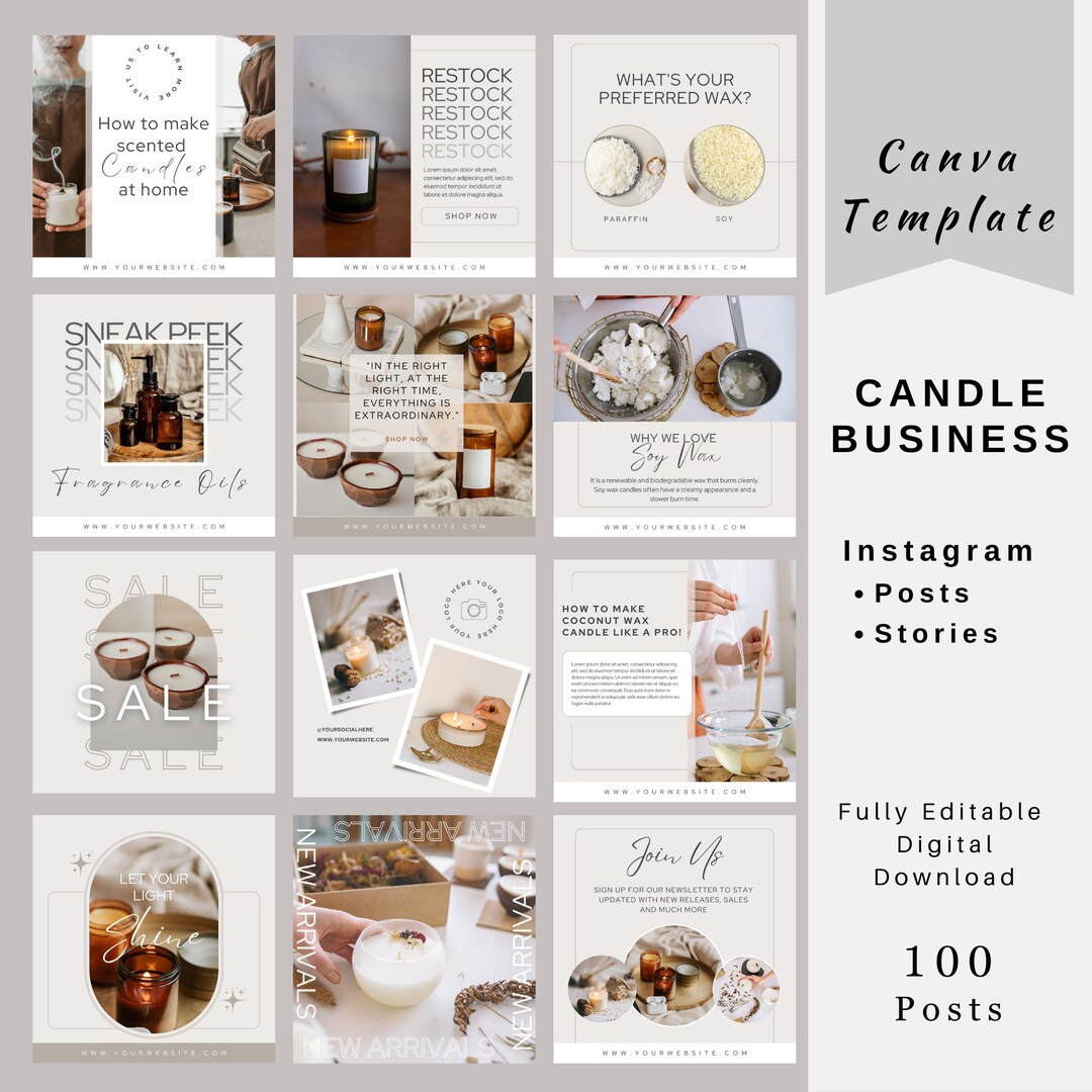Candle Instagram Post Template, Candle Business Social Media, Candle ...