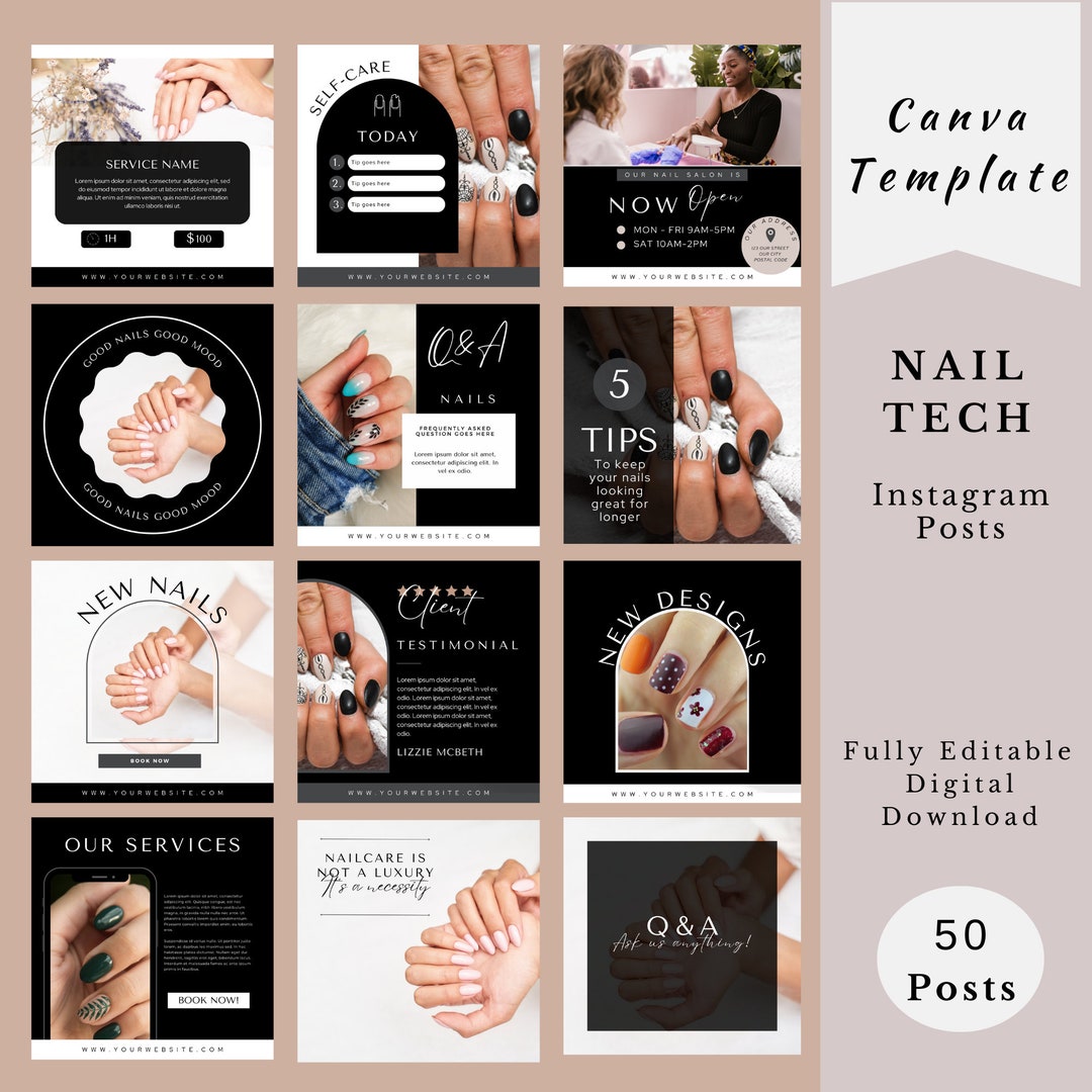 Nail Tech Social Media Template, Nail Tech Instagram Post and Stories ...