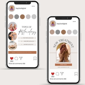 Reflexology Instagram Template, Foot Reflexology, Reflexologist Instagram, Holistic Template ...