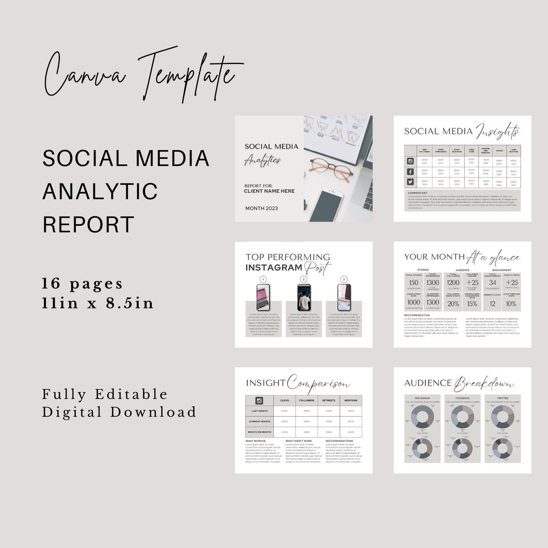 Social Media Analytics Report Template, Social Media Performance Report ...