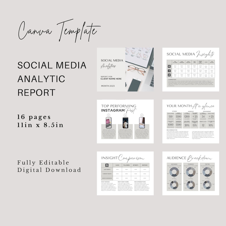 Social Media Analytics Report Template, Social Media Performance Report ...