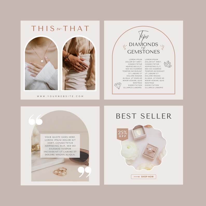 Jewelry Instagram Posts Template, Jewelry Social Media Template ...