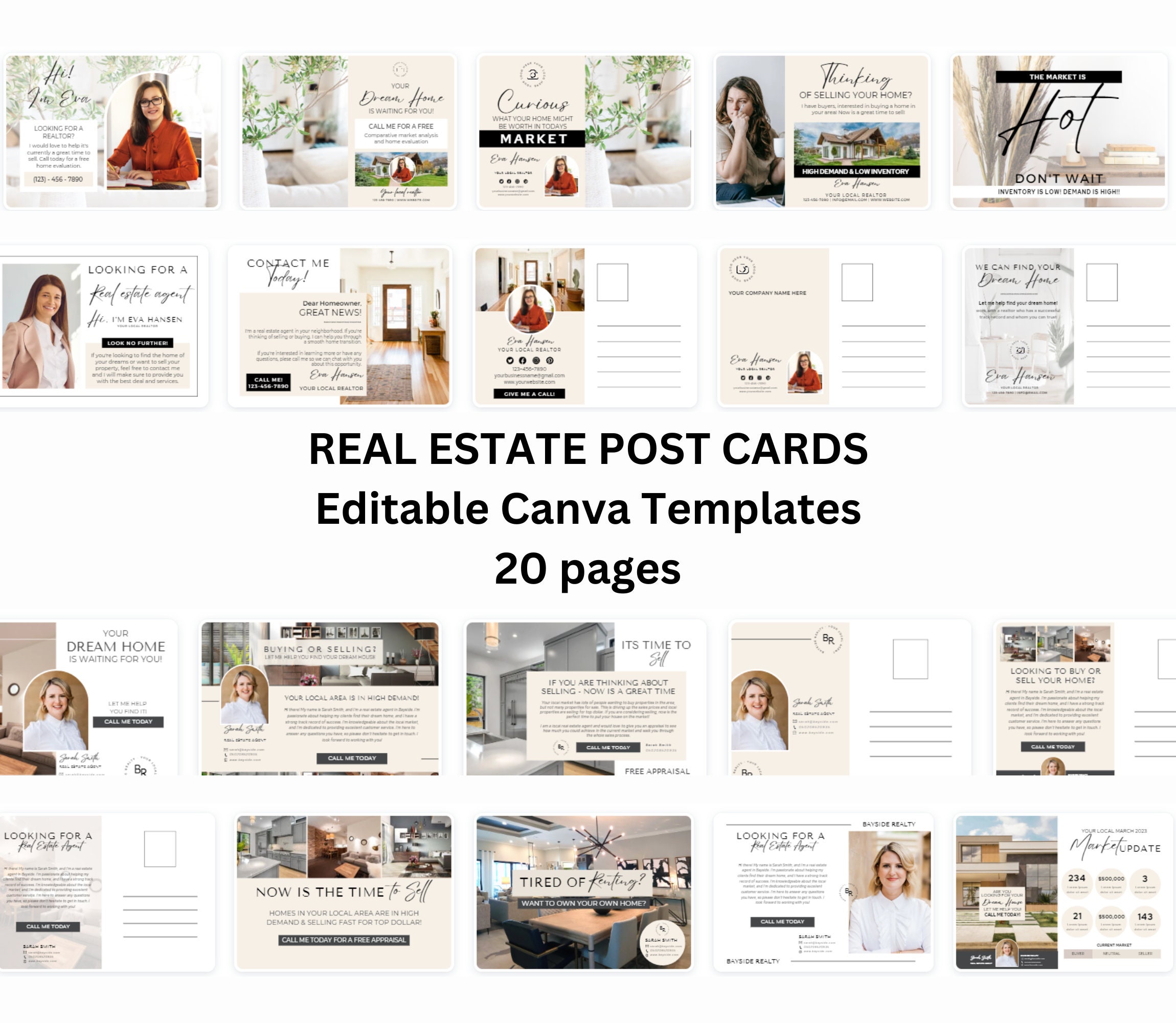 Real Estate Post Cards, Editable Canva Template, Realtor Postcard, Real ...