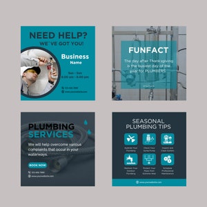 Plumber Instagram Post Templates, Plumbing Service Instagram Stories ...