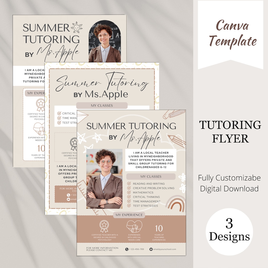 Tutoring Flyer, Editable Canva Template, Tutoring Services Template ...