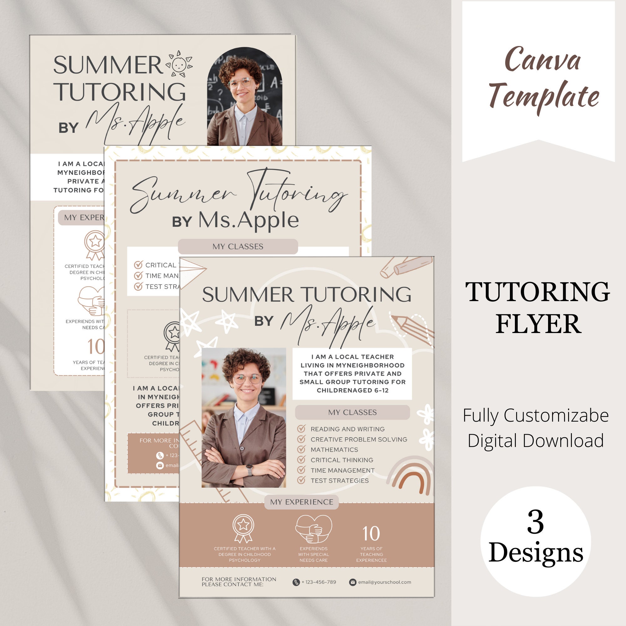 Tutoring Flyer, Editable Canva Template, Tutoring Services Template ...