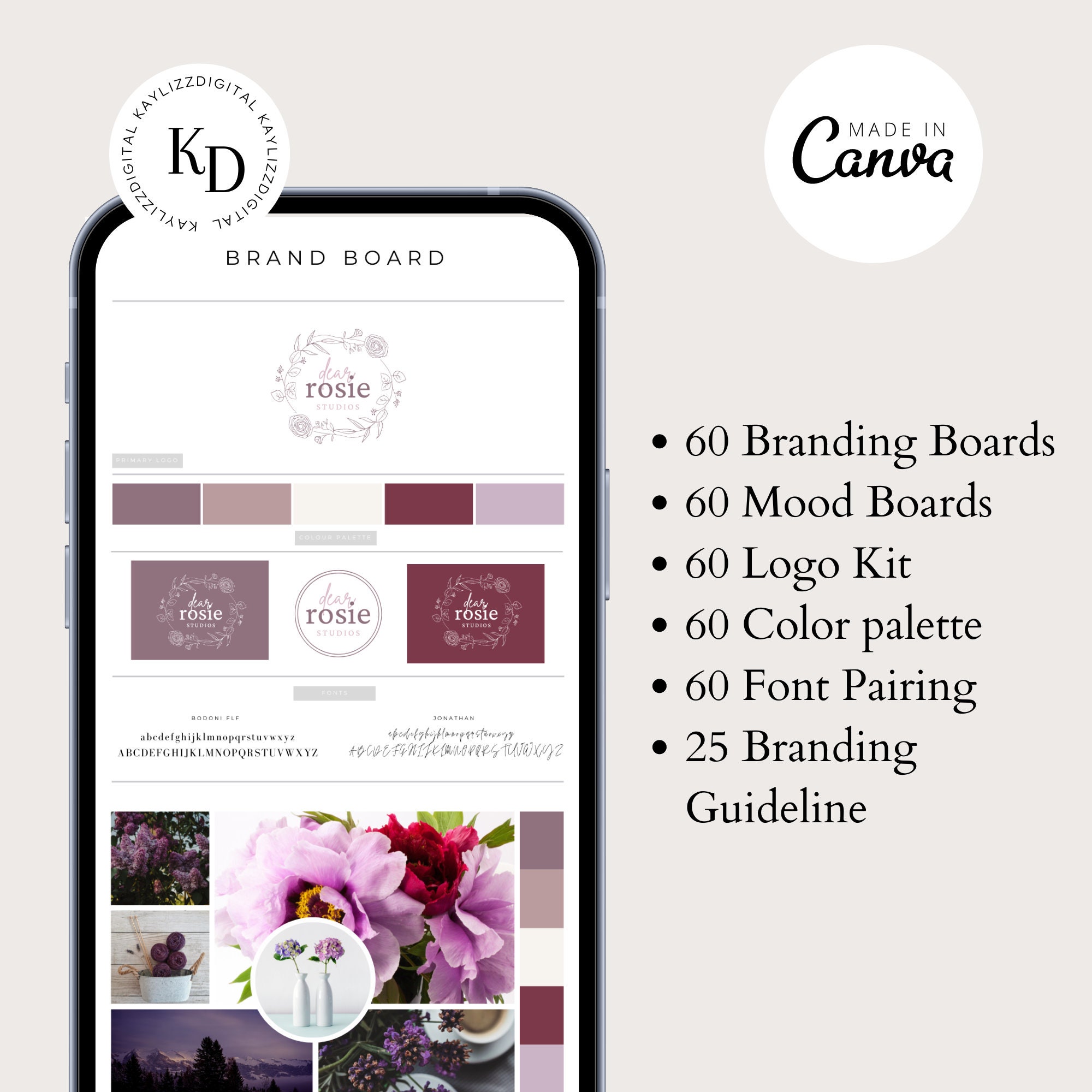 Brand Board Template, Logo Kit, Business Branding Template, Editable ...