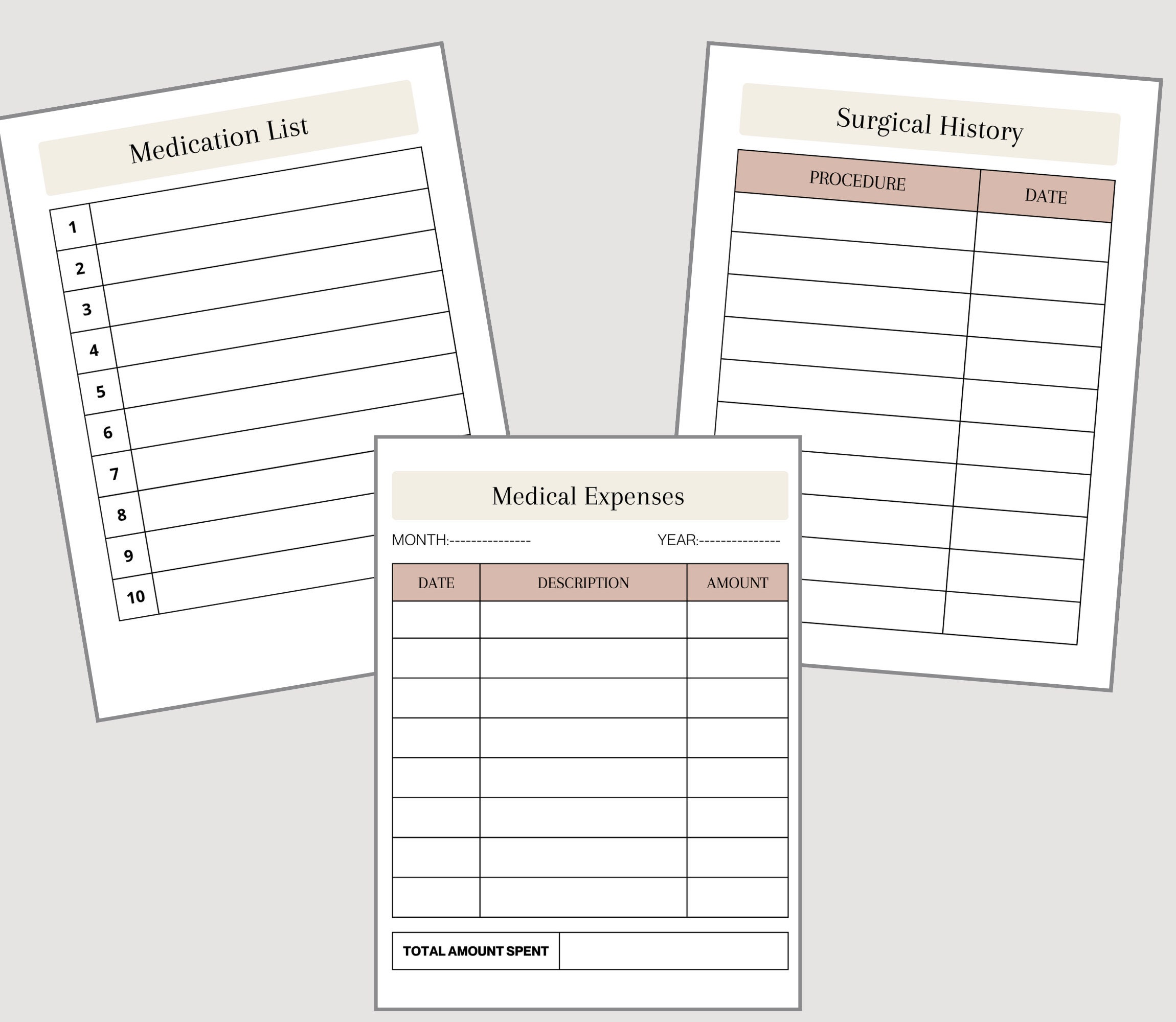 Medical Planner, Binder, Blood Pressure Blood Sugar Tracker, Sleep ...