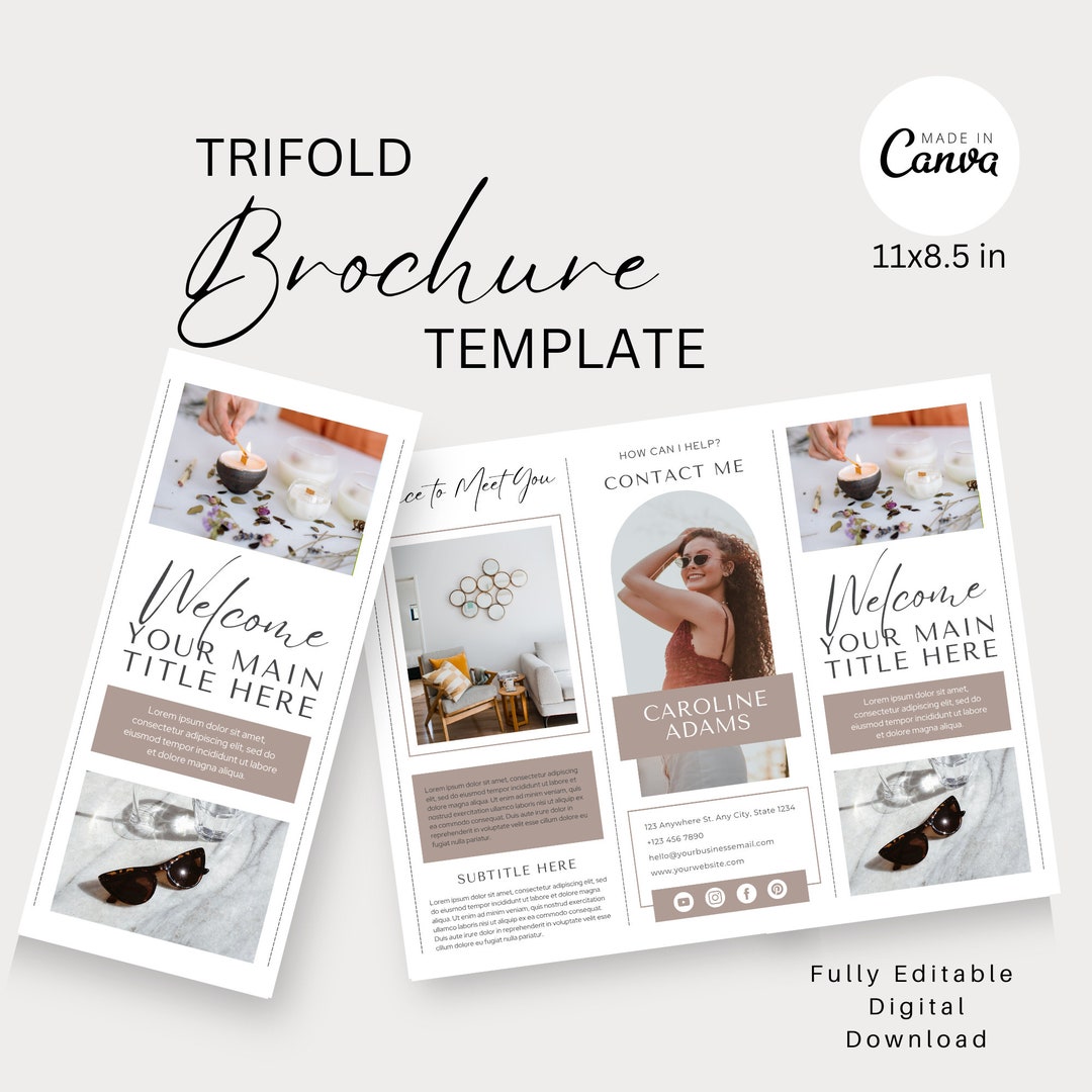 Editable Brochure Template, Trifold Template, Two Sided Trifold Brochure, Business Brochure ...