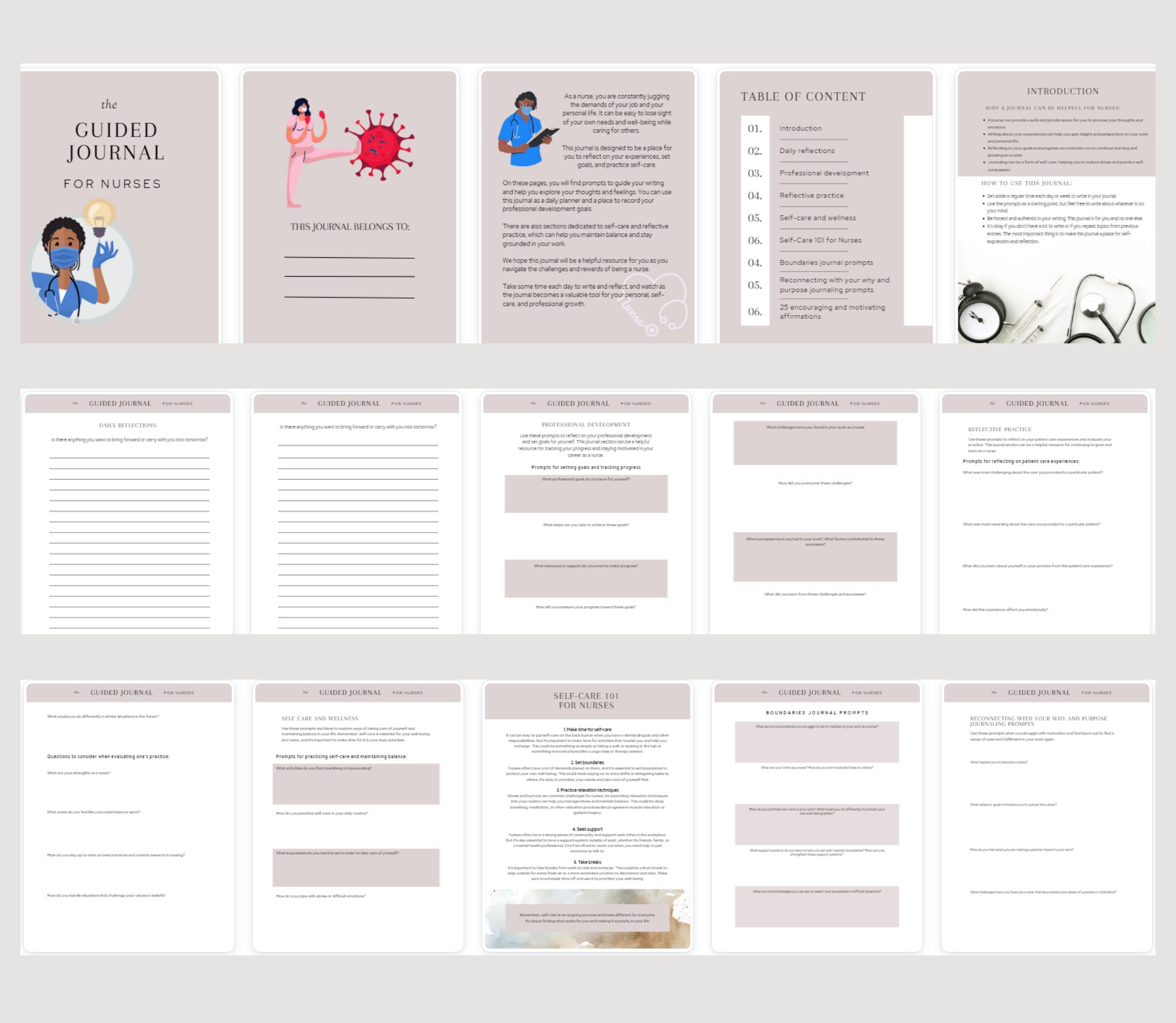 Guided Nurses Journal, Mental Healthcare, Nurses Self Care Journal ...