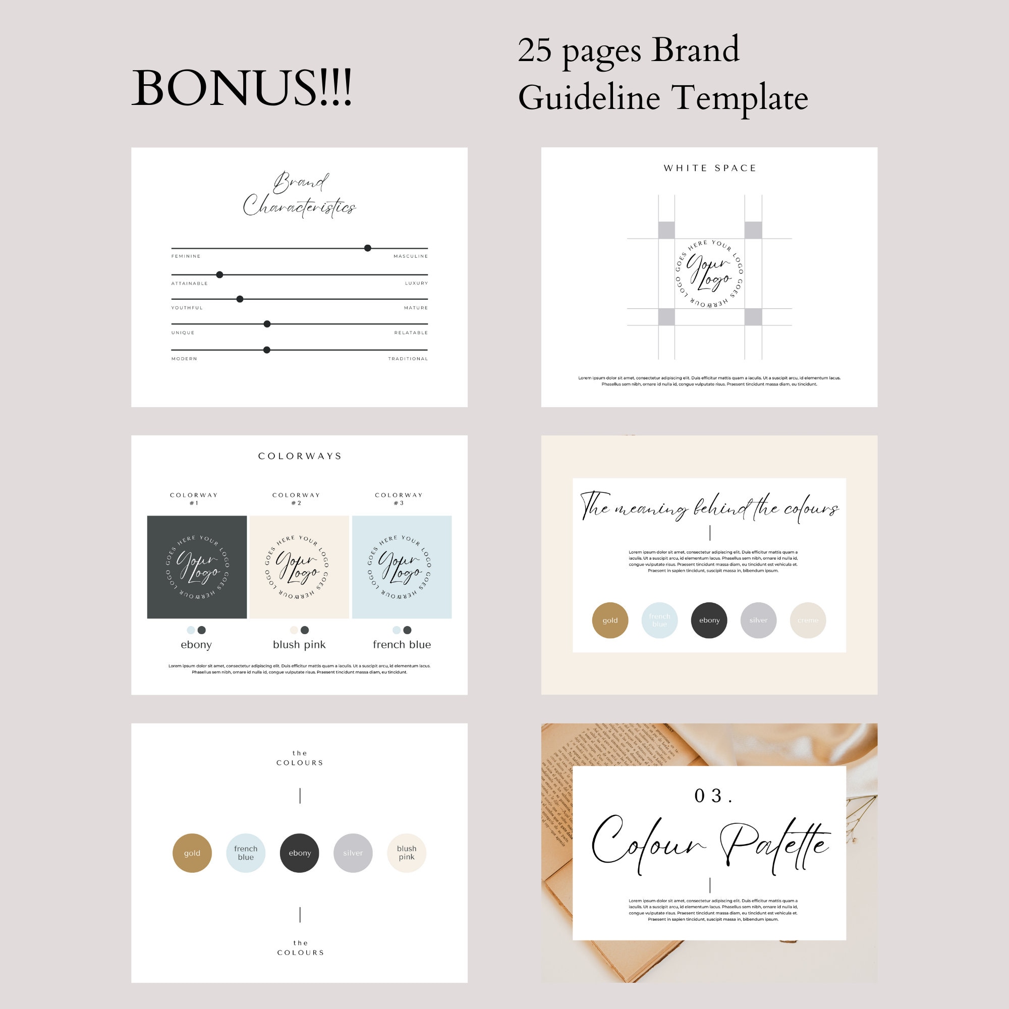 Brand Board Template, Logo Kit, Business Branding Template, Editable ...