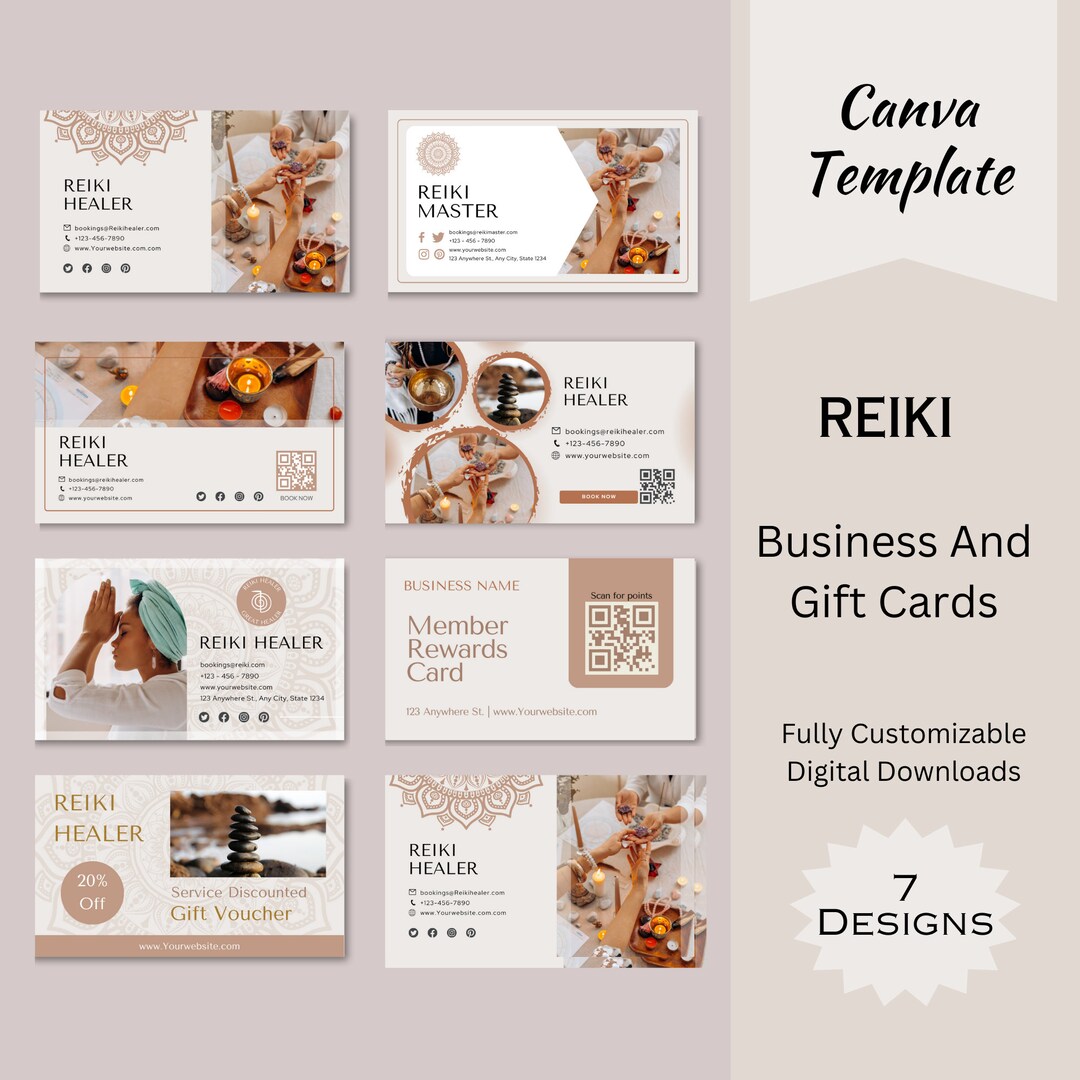 Spiritual Reiki Business Card Template, Reiki Gift Card Template ...