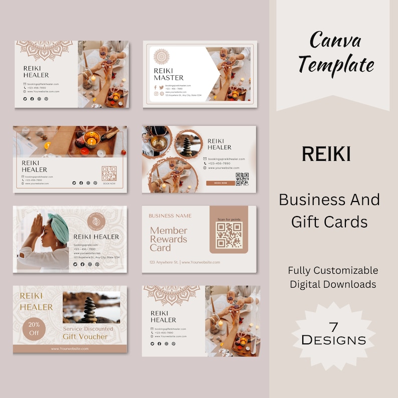 Spiritual Reiki Business Card Template, Reiki Gift Card Template ...