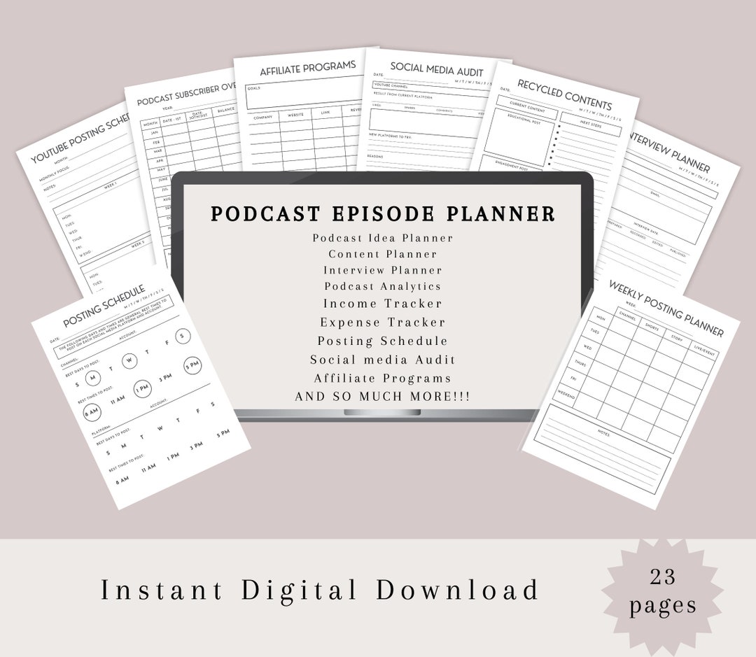 Podcast Planner, Podcast Episode Planner, Printable Podcast Content ...