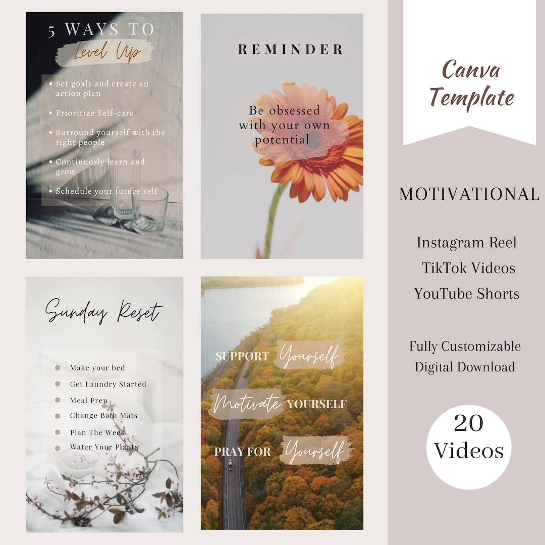20 Instagram Video Reel Templates, Motivational Reels, Canva Templates ...