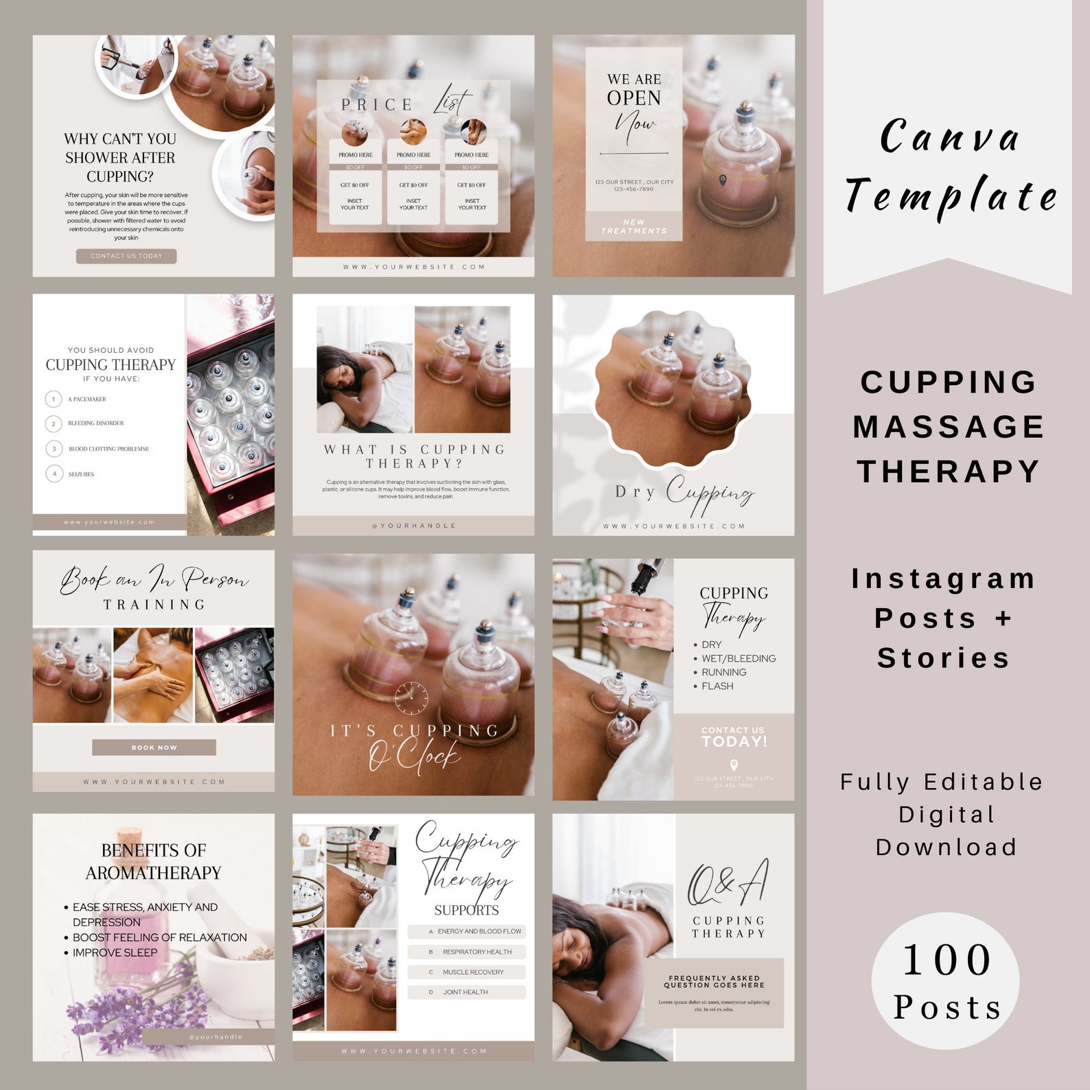 Cupping Therapy Social Media Post, Hijama Instagram Template, Cupping ...