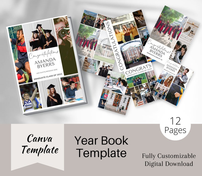 YEARBOOK AD Template, Canva Template, 12 Full Pages, Editable Layout ...