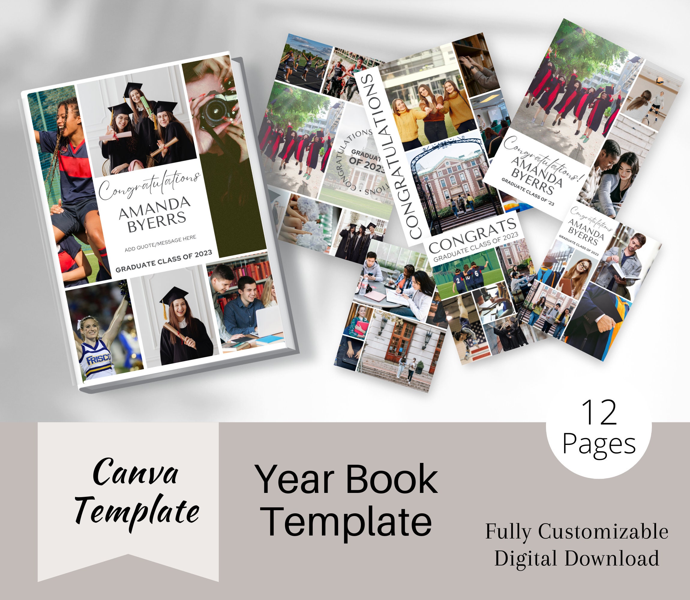 YEARBOOK AD Template, Canva Template, 12 Full Pages, Editable Layout ...
