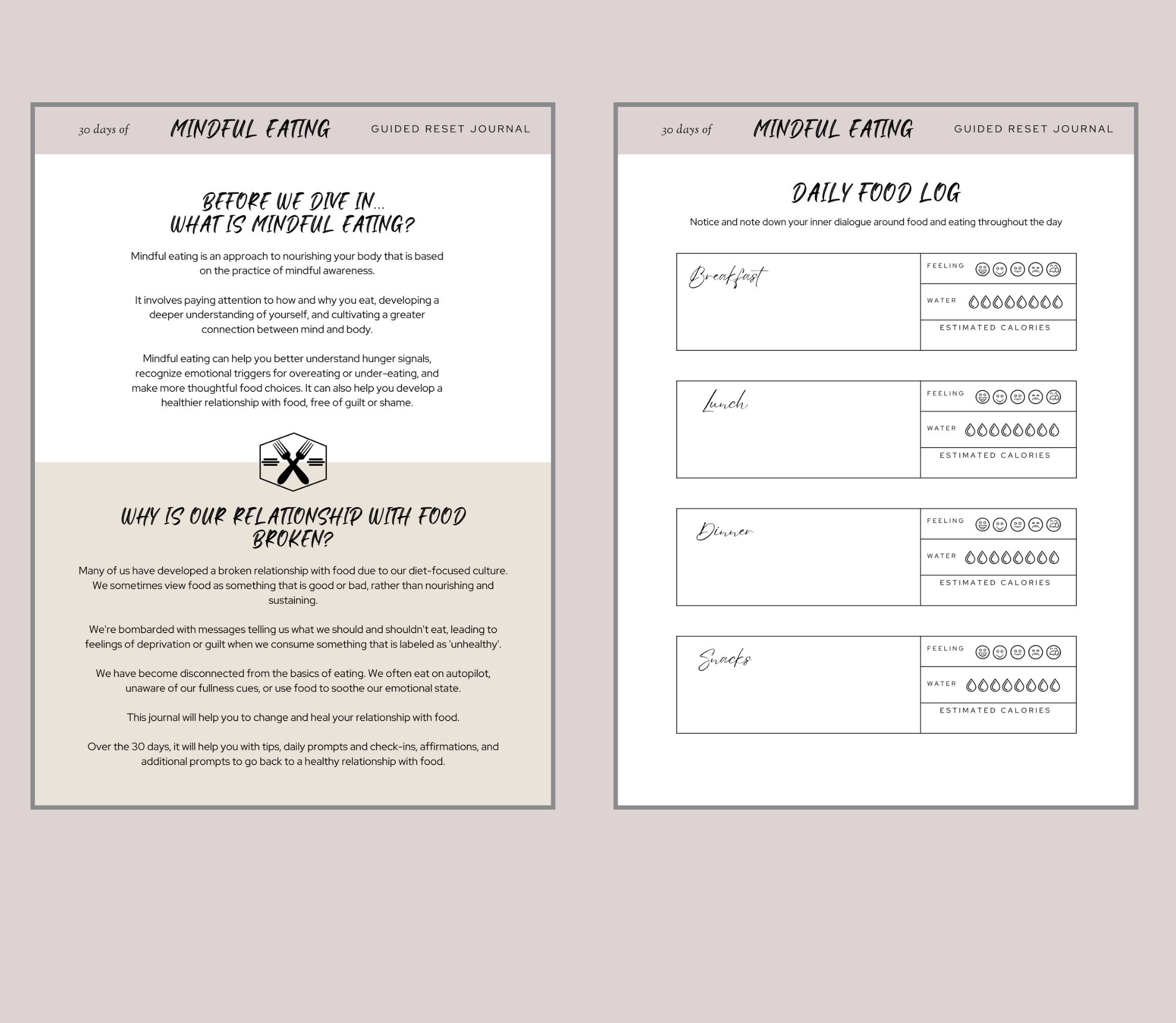 Mindful Eating Journal Stop Emotional Eating Binge Eating - Etsy