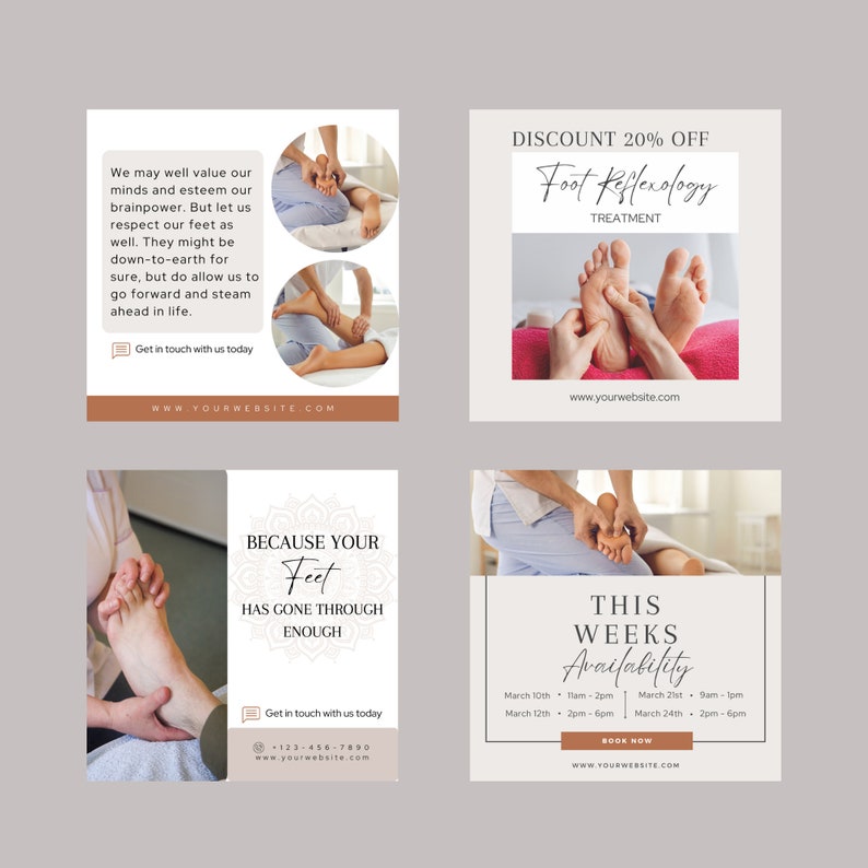 Reflexology Instagram Template, Foot Reflexology, Reflexologist Instagram, Holistic Template ...