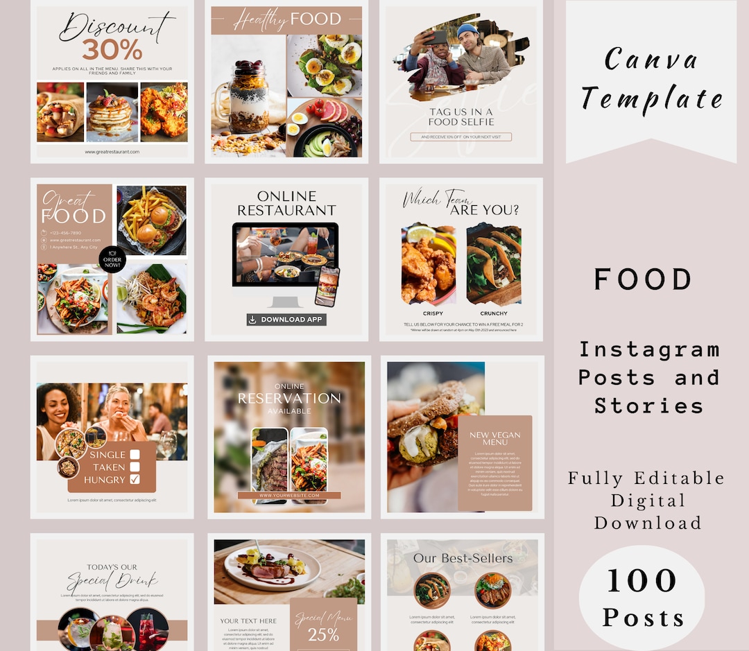 Restaurant Social Media Posts, Restaurant Instagram Stories, Canva ...