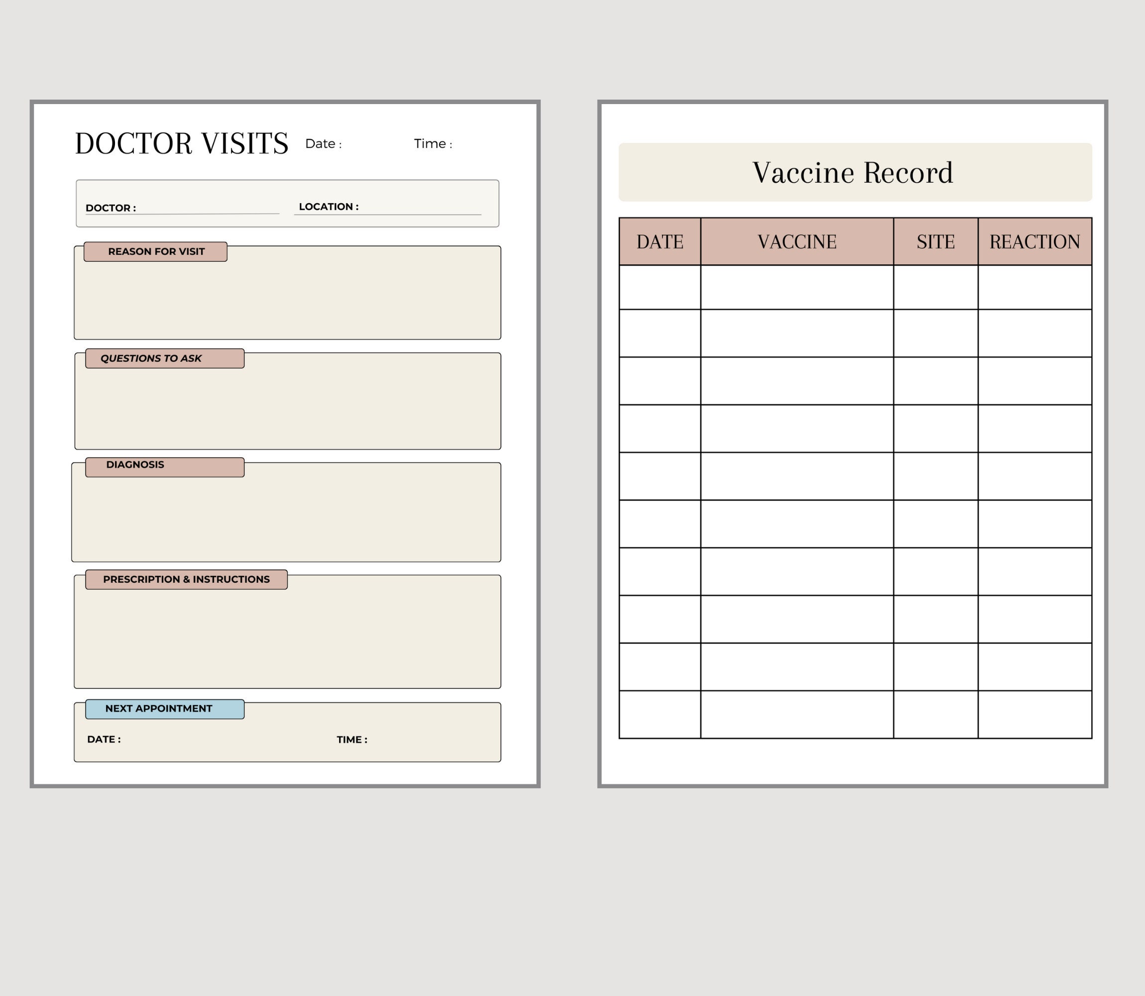 Medical Planner, Binder, Blood Pressure Blood Sugar Tracker, Sleep ...