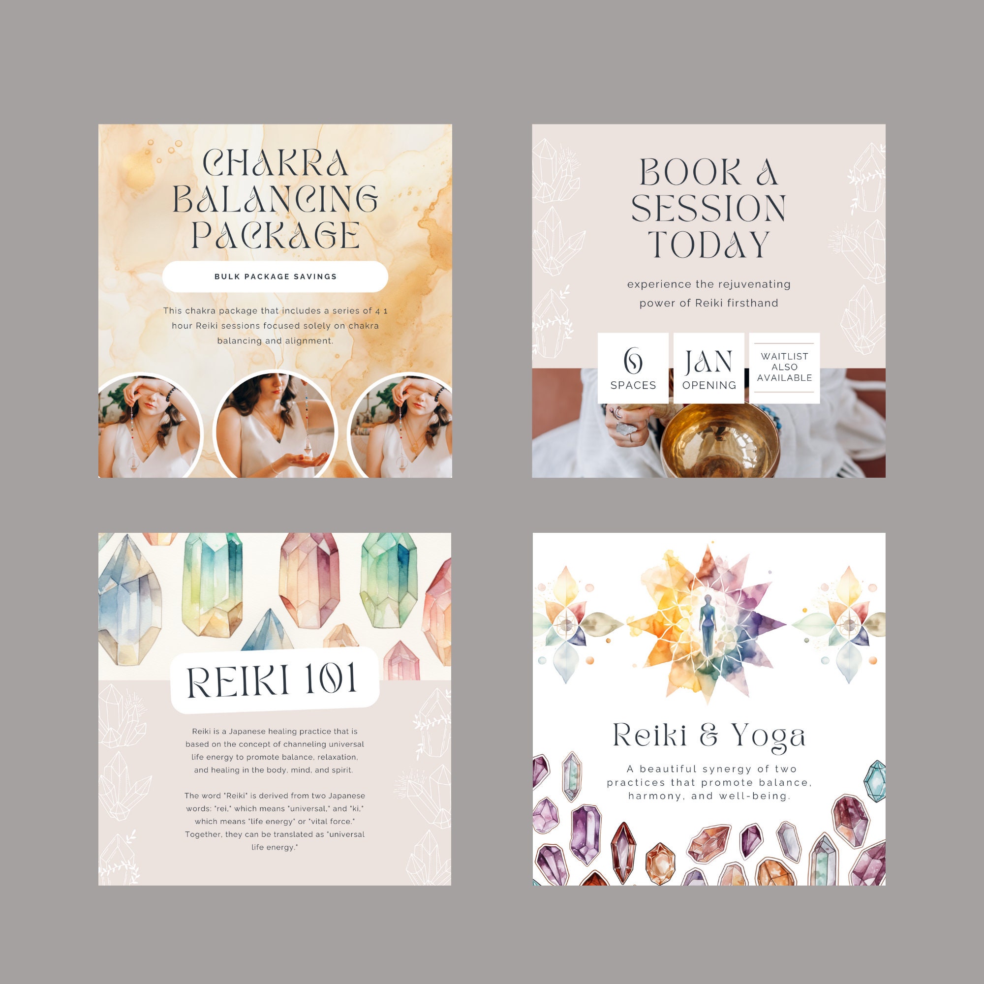 Reiki Social Media Post, Spiritual Instagram Posts, Canva Template ...