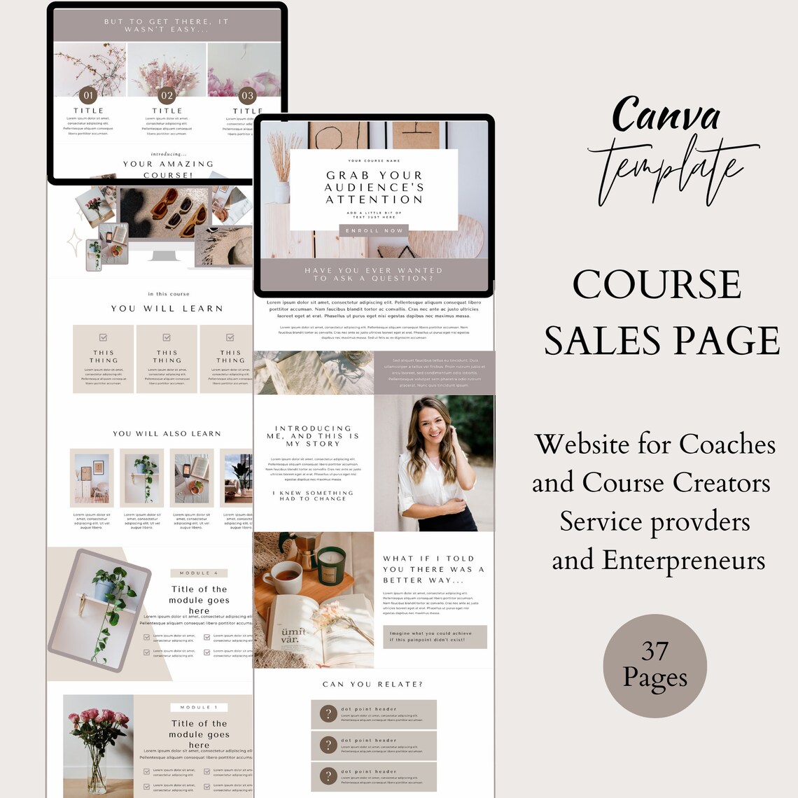 Canva Sales Page Template Coaching Course Sales Page Sales Funnel Landing Page Template ...