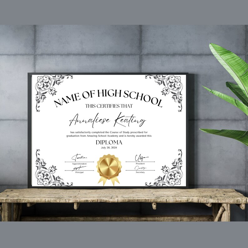 High School Diploma Template, General Equivalency Diploma, Customizable ...