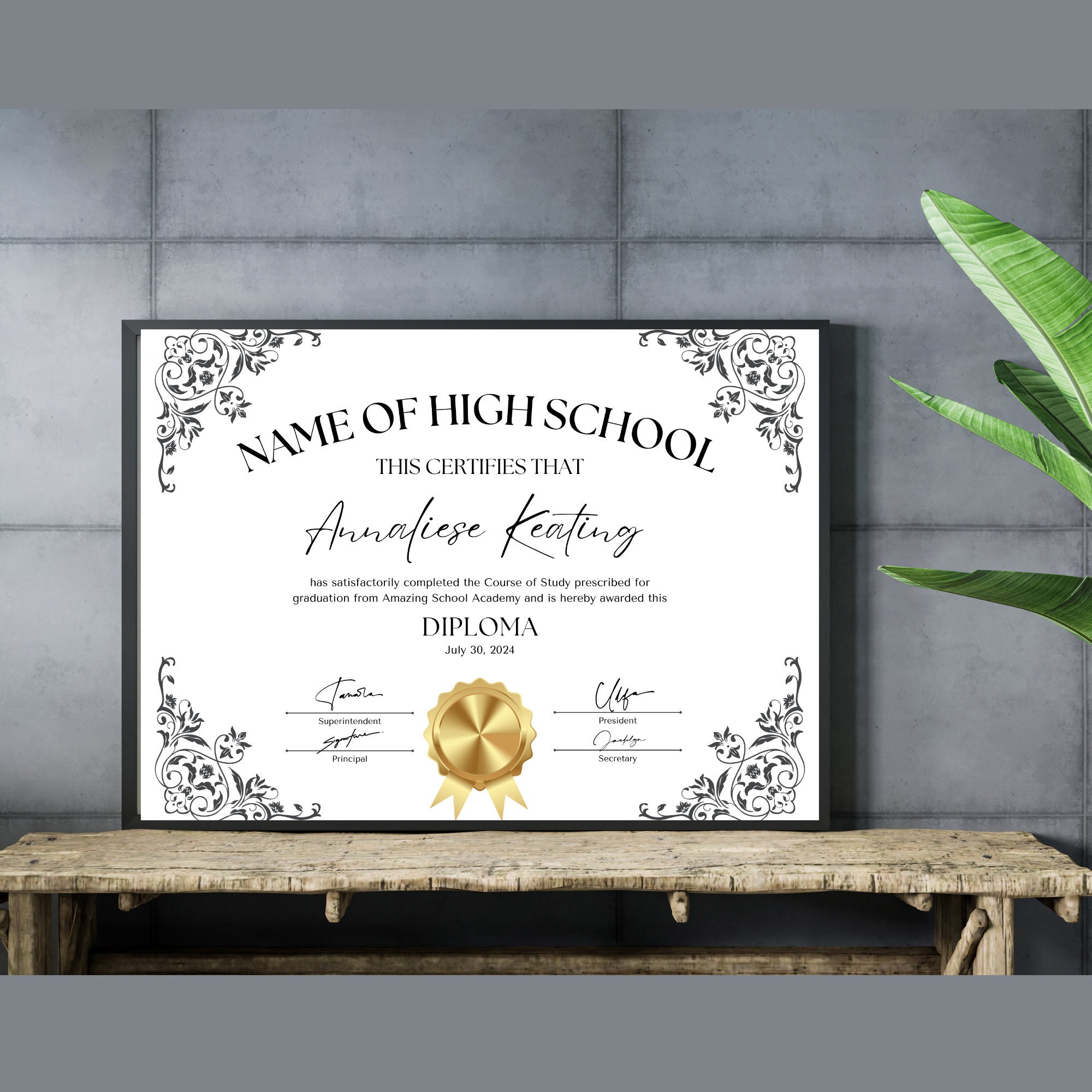 High School Diploma Template, General Equivalency Diploma, Customizable ...