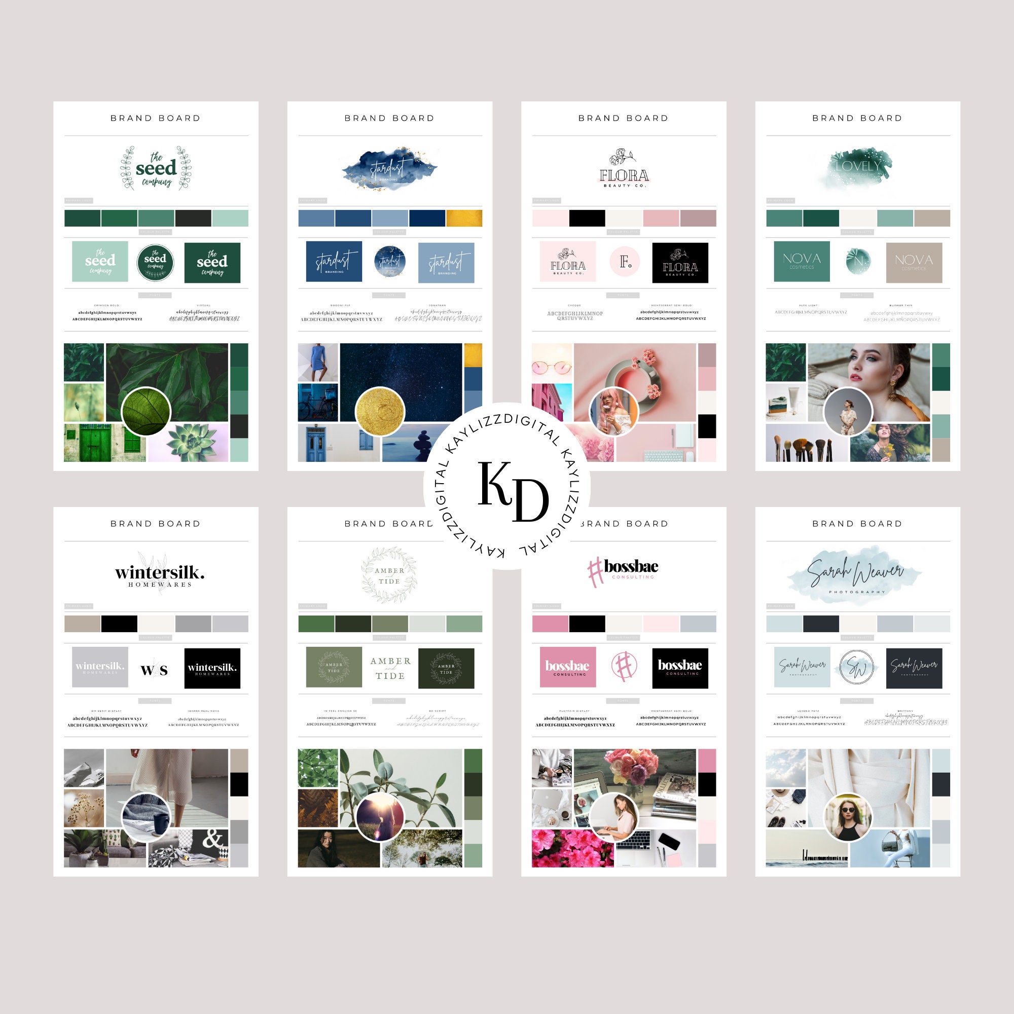 Brand Board Template, Logo Kit, Business Branding Template, Editable ...