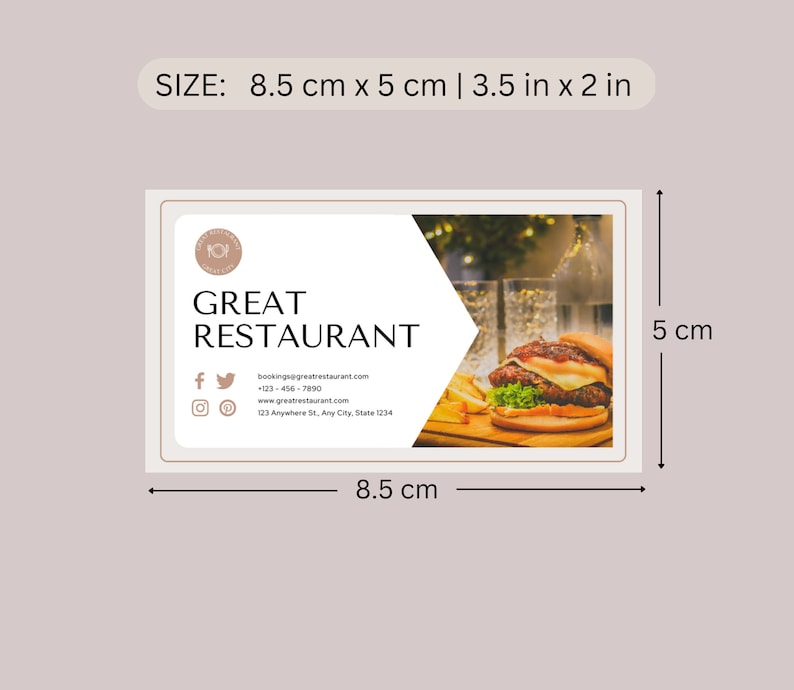 Restaurant Business Card Template, QR Code Modern Printable Card, Food ...