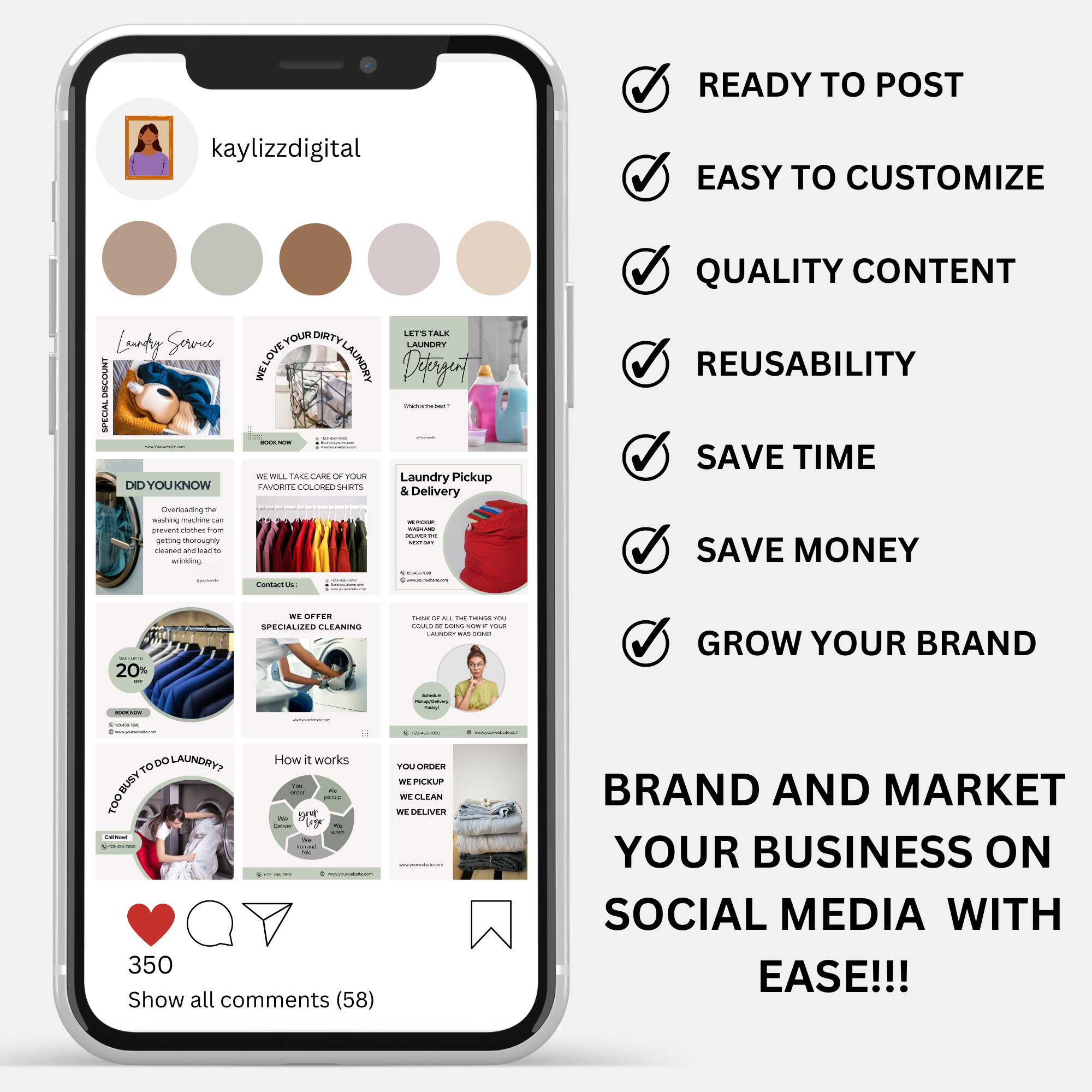 Laundry Service Instagram Post Template, Dry Cleaning Social Media ...