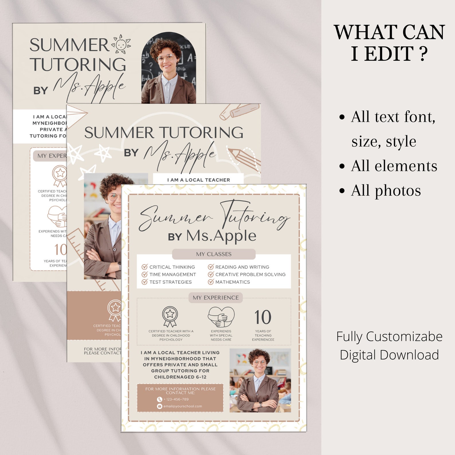 Tutoring Flyer, Editable Canva Template, Tutoring Services Template ...