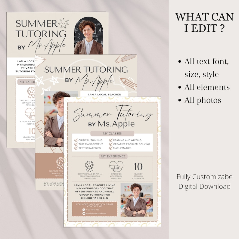 Tutoring Flyer, Editable Canva Template, Tutoring Services Template ...