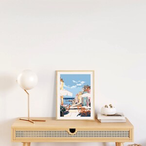 Quaint Seaside Nautical Art Print Beachside City Scene A4 A3 A2 Sizes ...