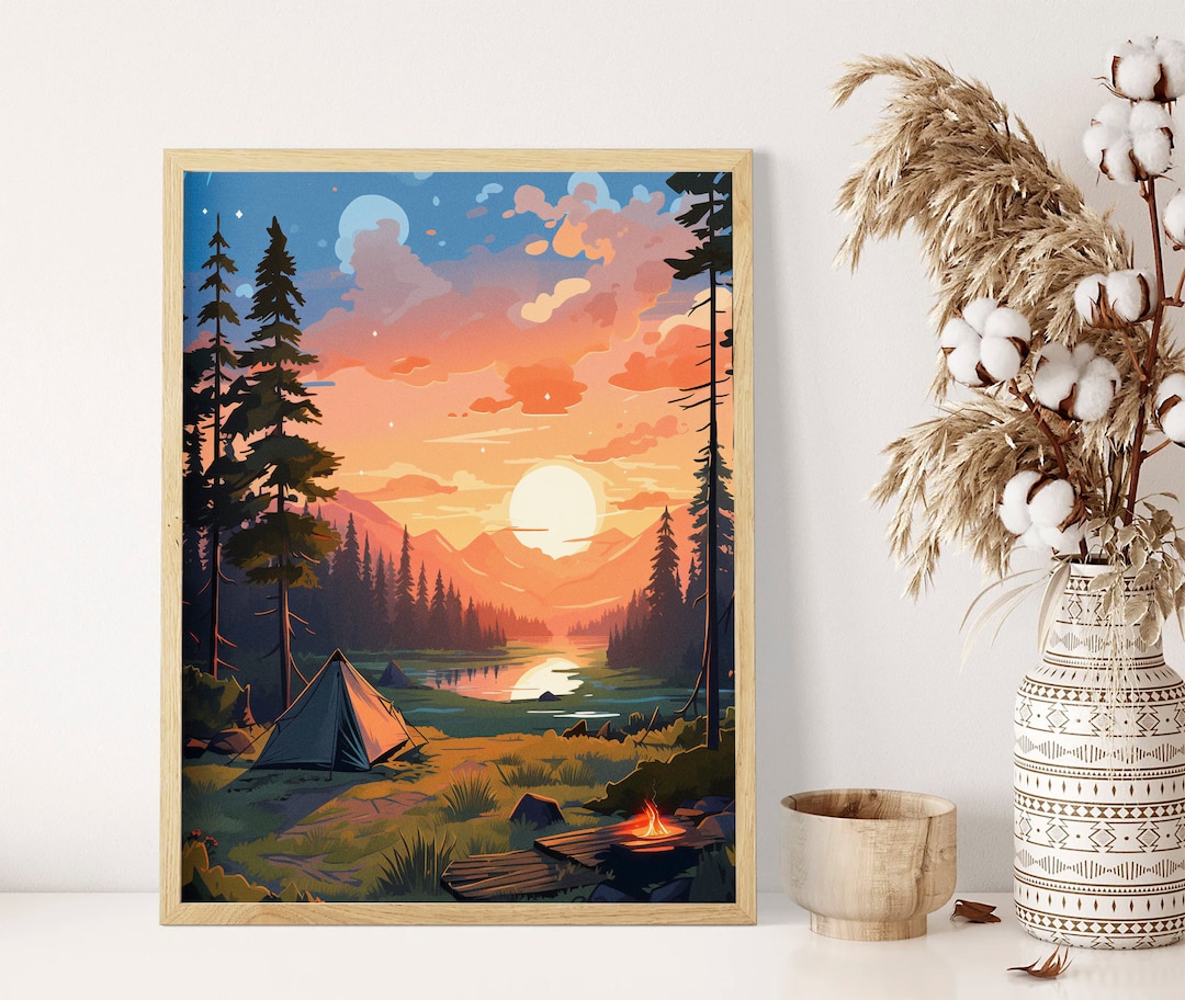 Camping Travel Poster A4 A3 A2 Sizes Homely Outdoor Nature - Etsy