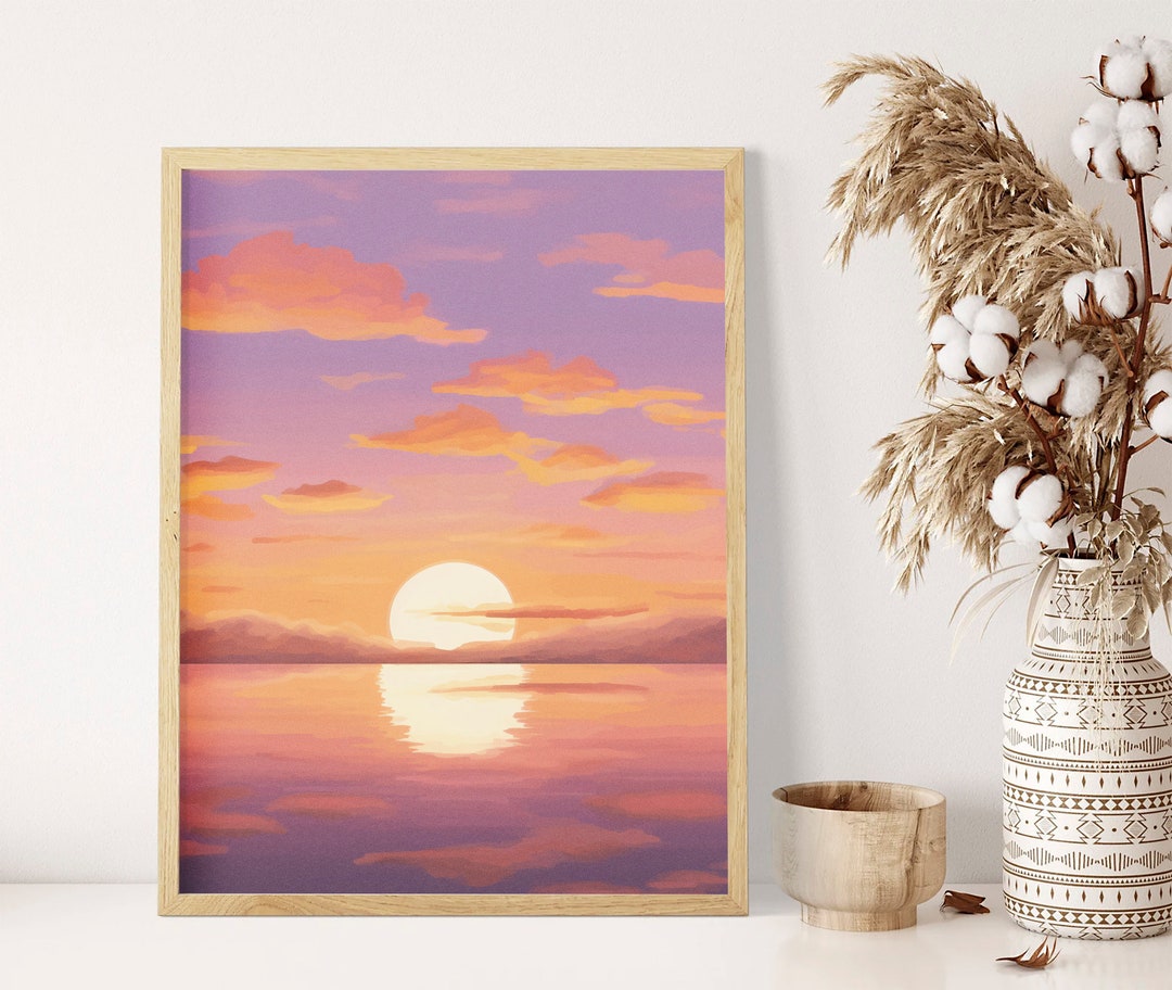 Pastel Sunset Art Print A4, A3, A2 Sizes Soft Colorful Sky Wall Decor ...