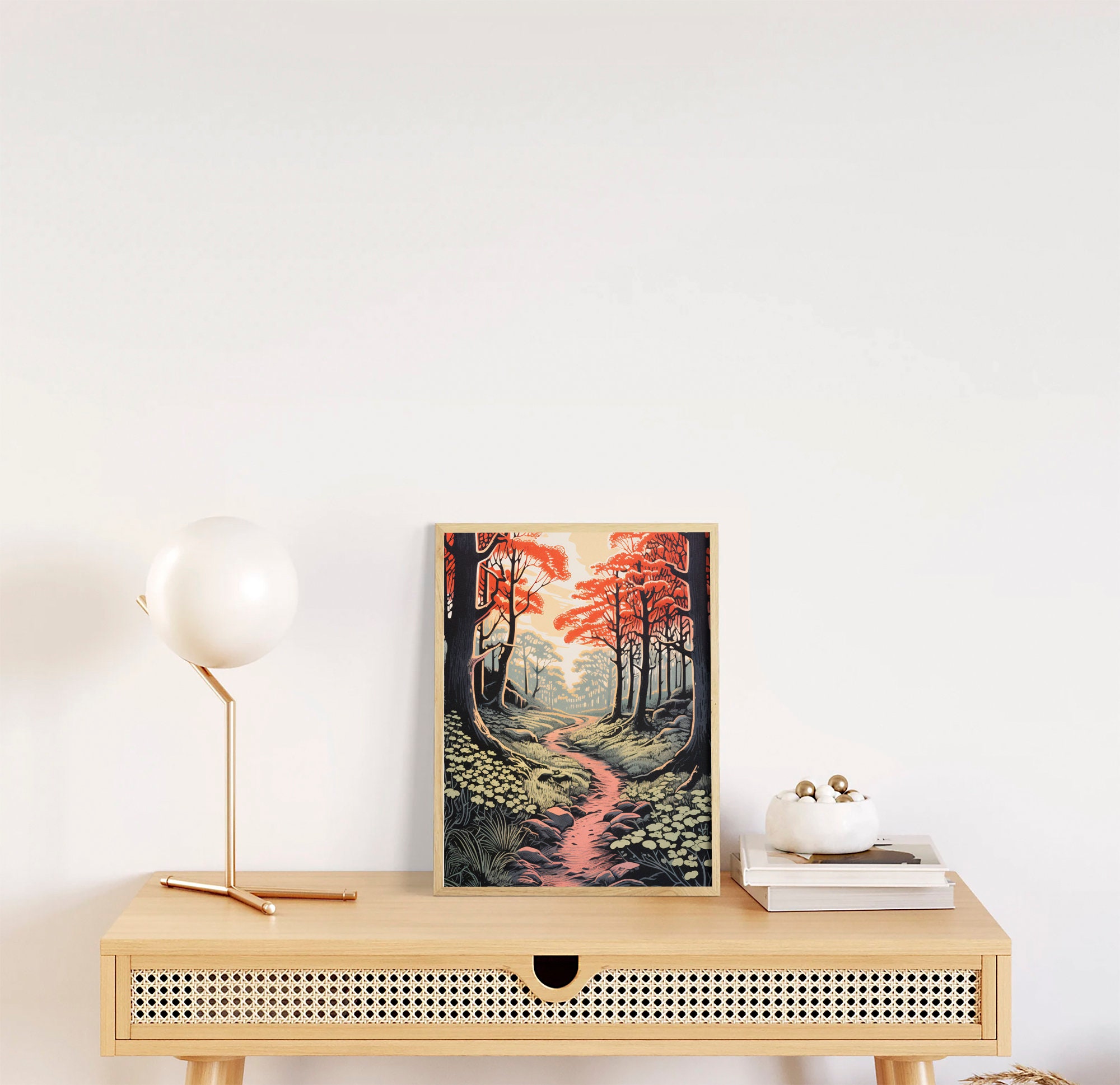 Forest Path Art Print A4 A3 A2 Sizes Tranquil Woodcut - Etsy UK