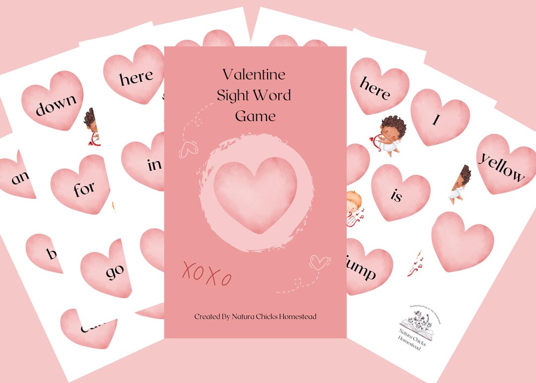 Valentine’s Day Sight Word Game – Hearts Cupids Literacy Activity for ...