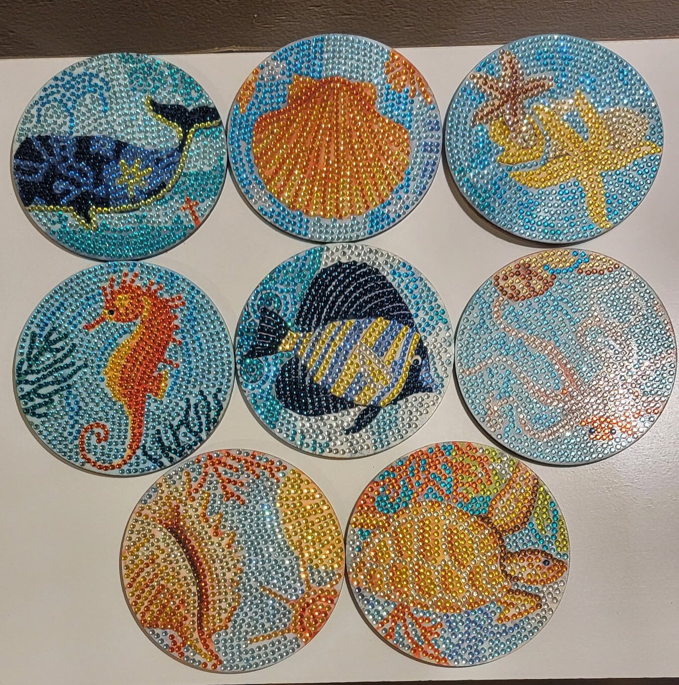 8 Diamond Art Coasters With Holder - Etsy