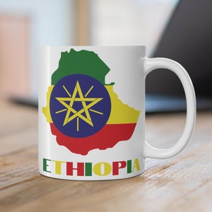 Ethiopia Coffee Mug, Ethiopia Flag Map Mug, Ethiopian Gift - Etsy