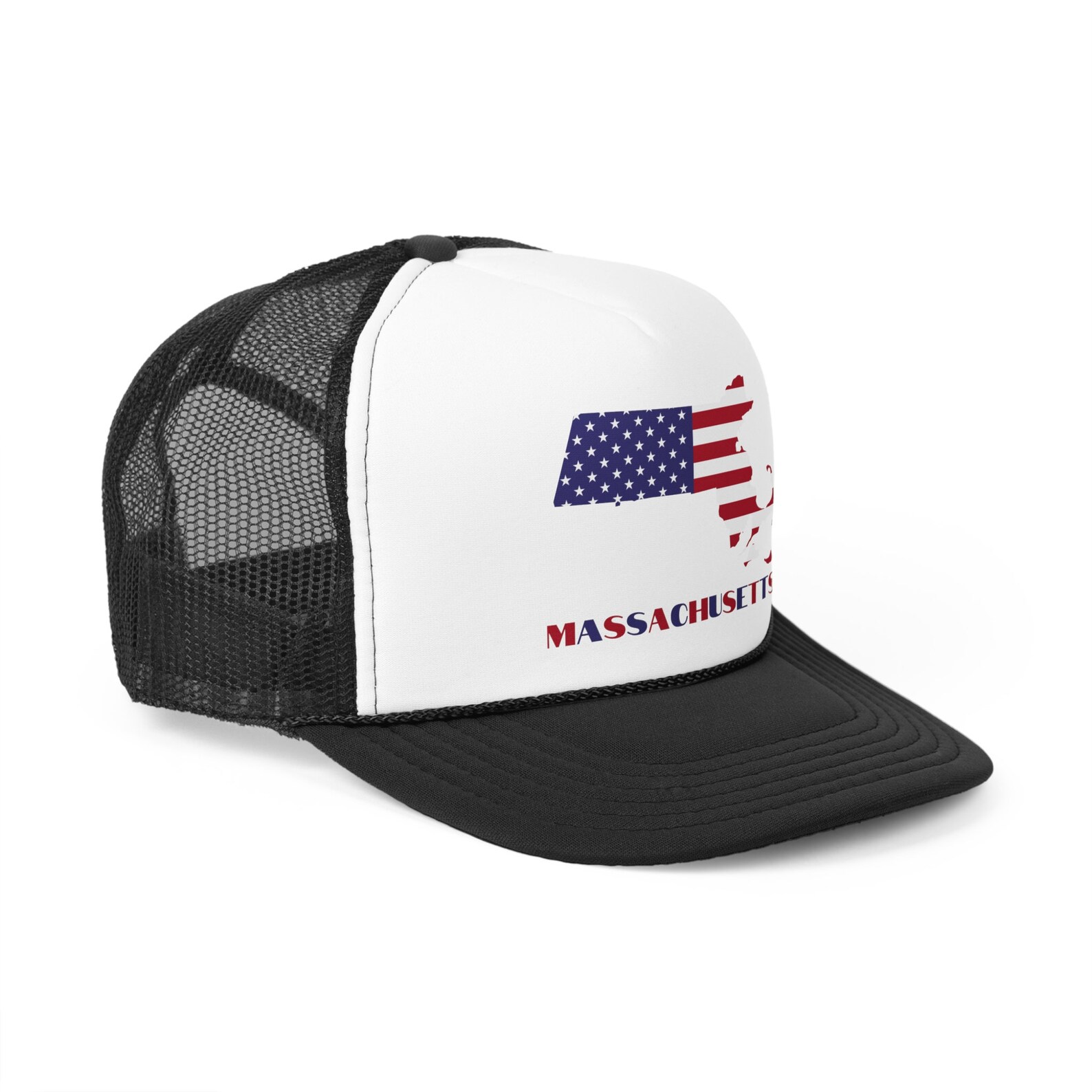 Massachusetts Trucker Hat, American Flag MA Map Hat, Massachusetts Gift ...