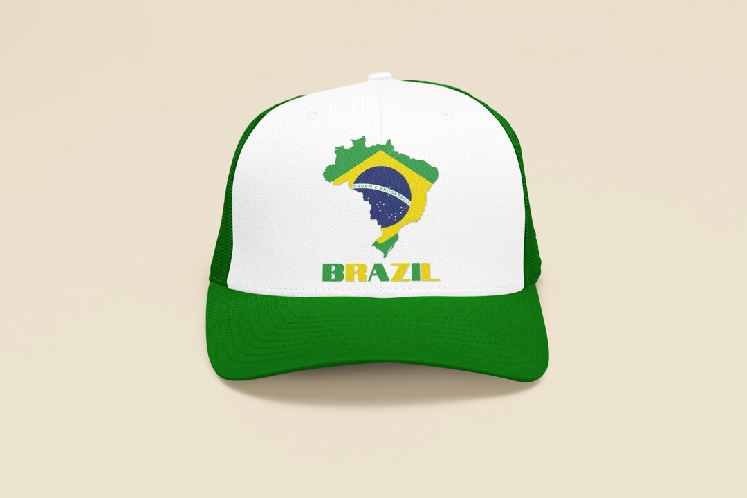 Brazil Flag Map of Brazil Hat, Brazil Trucker Hat, Brazilian Hat ...