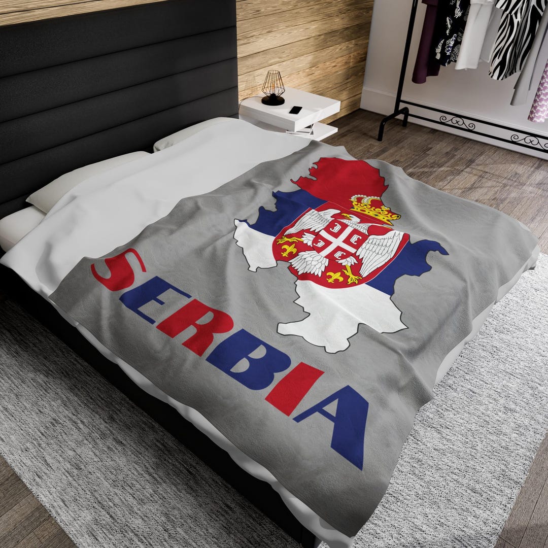 Serbia Flag Map Blanket, Serbia Throw Blanket, Serbian Flag Decor ...