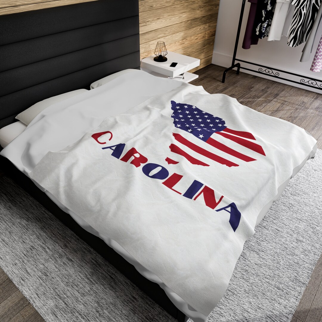 American Flag Map of South Carolina Blanket, SC Throw Blanket, SC ...
