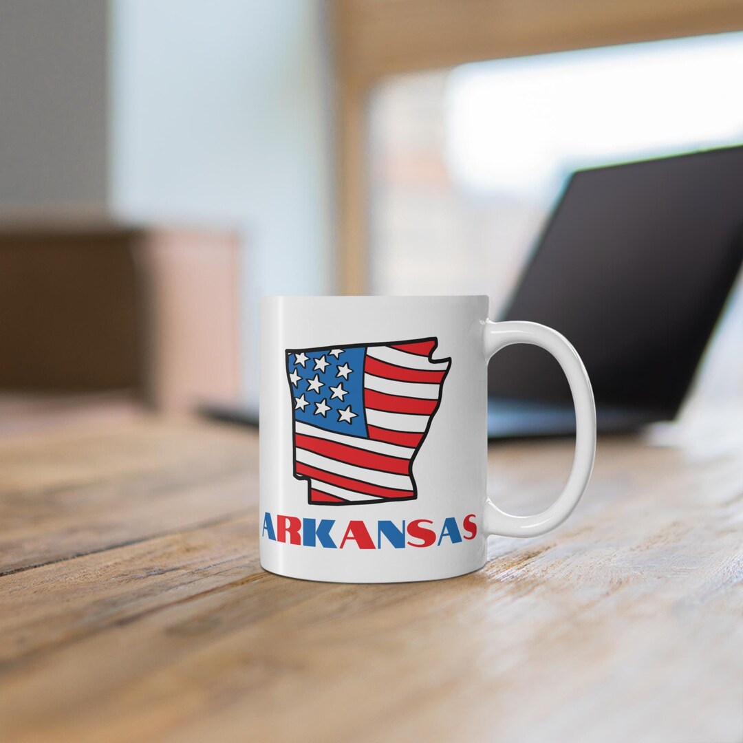Arkansas Coffee Mug, American Flag Arkansas Map Mug, Patriotic Arkansas ...